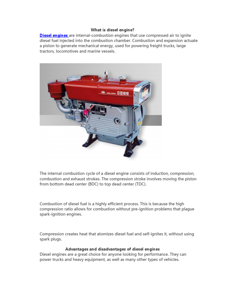 Understanding Diesel Engines and Their Uses | PDF