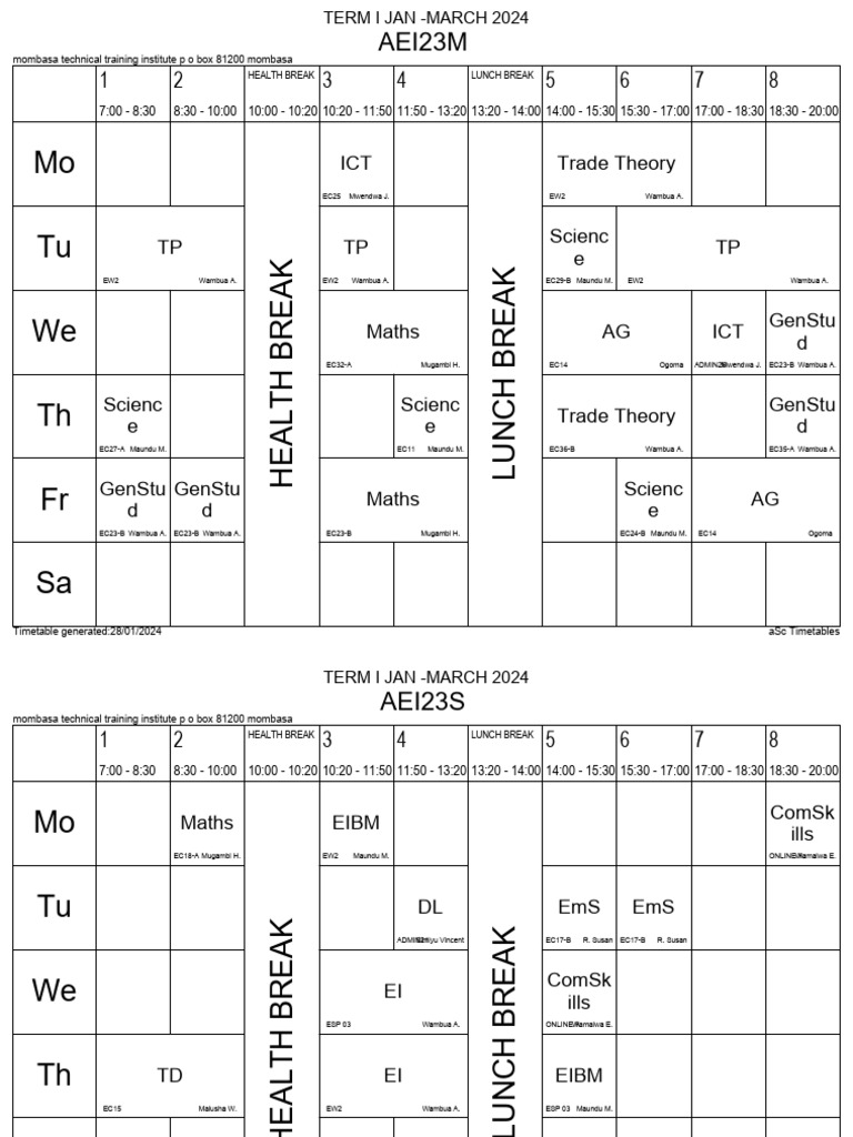 Electrical Classes Term 1 2024-1 | PDF