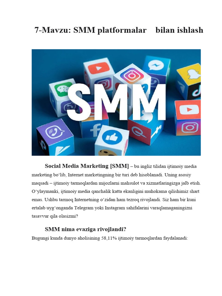 7-Mavzu +SMM + | PDF