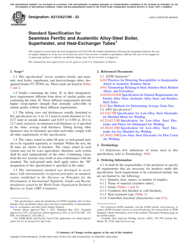 Standard Specification For Seamless Ferritic and Austenitic Alloy | PDF ...