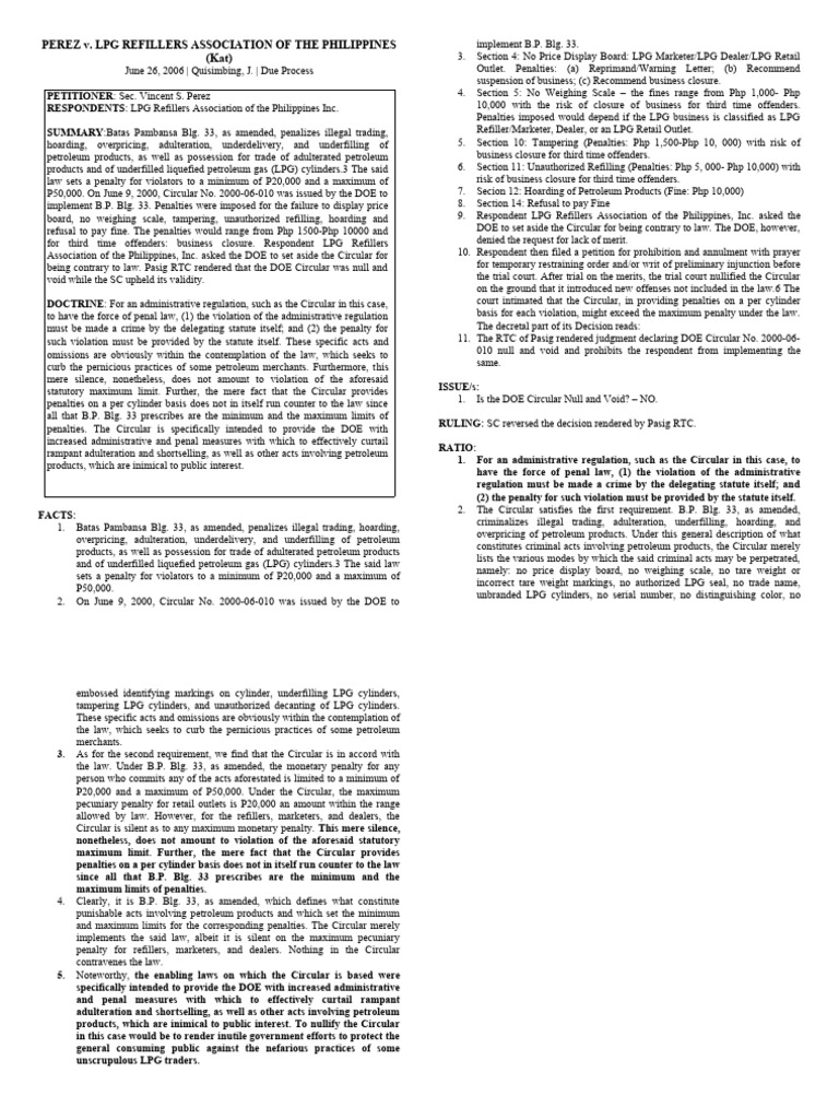 Perez v. LPG Refillers Association | PDF | Injunction | Justice