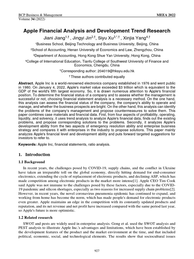 Apple Financial Analysis and Development Trend Res | PDF | Apple Inc ...