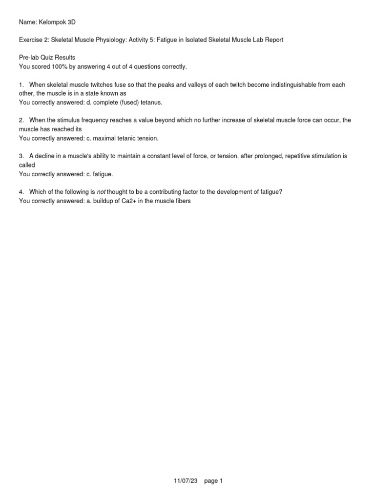 Physioex Activity 5 Pdf Muscle Contraction Skeletal Muscle