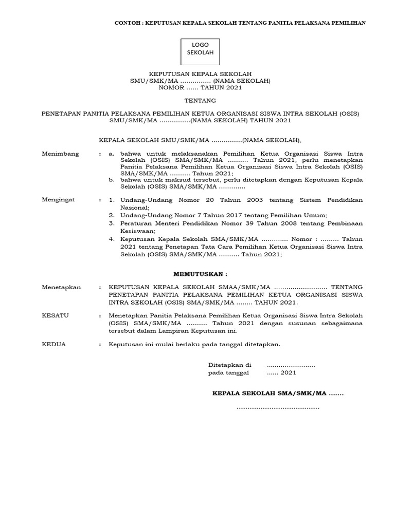 Contoh SK Penetapan Panpel Milkoi 2021 | PDF | Ilmu Sosial