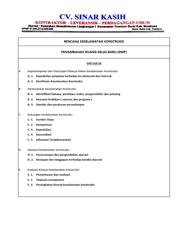 Cv. Sinar Kasih - RKK RKB SMPN 4 Tombariri 2023 | PDF | Komputer