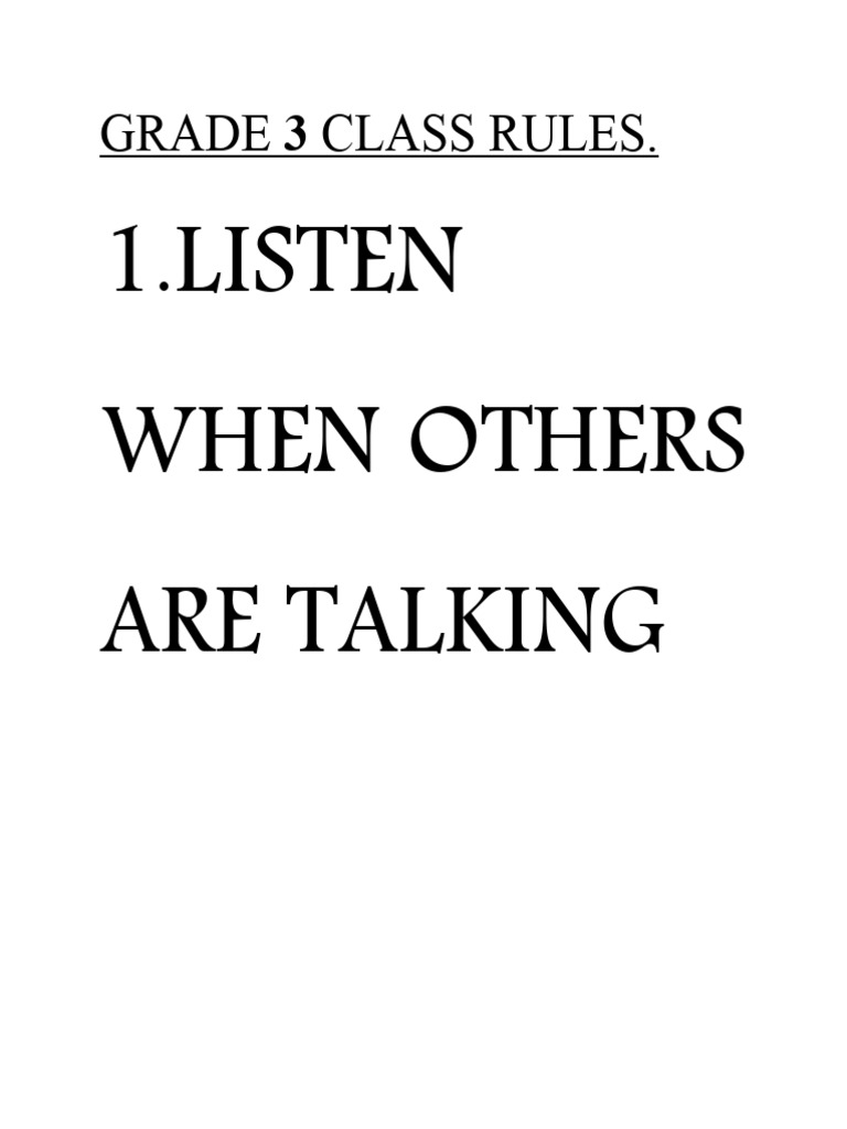 Grade 3 Class Rules | PDF