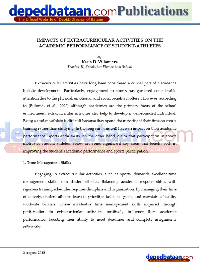 Impacts Of Extracurricular Activities On The Academic Performance Of