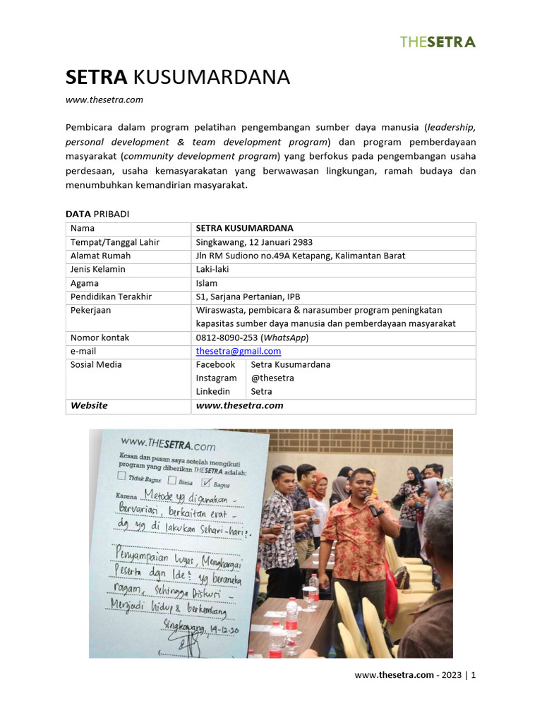 Profil Setra Kusumardana - 2023 | PDF