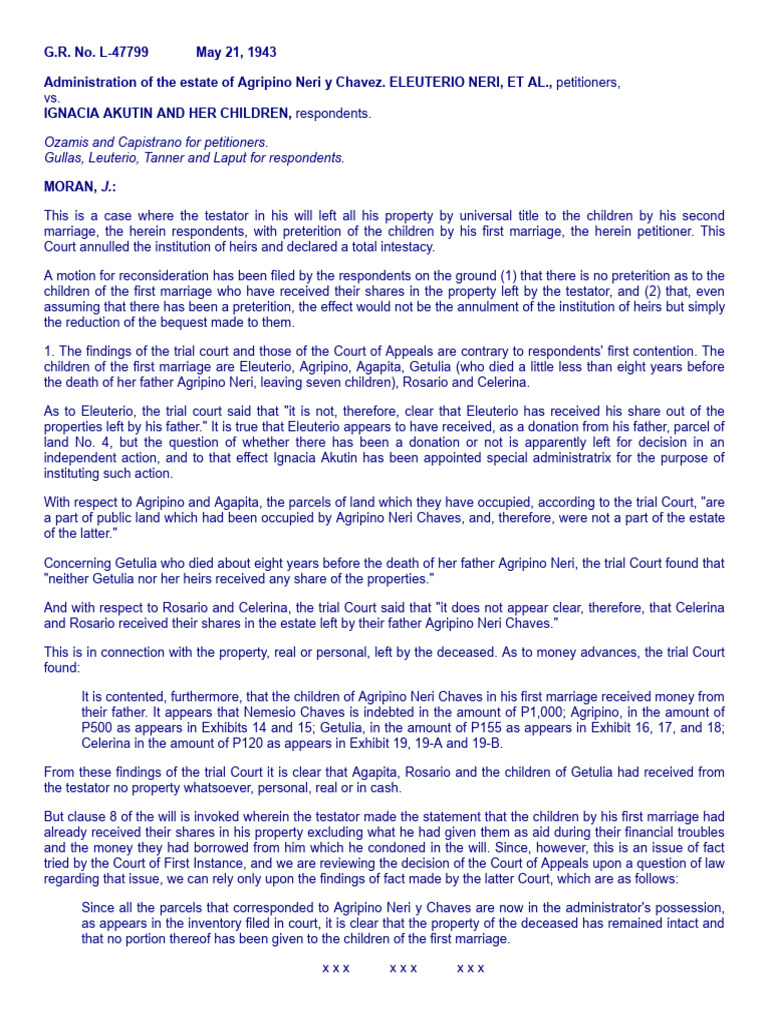 Estate Dispute: Preterition Case Analysis | PDF | Will And Testament ...