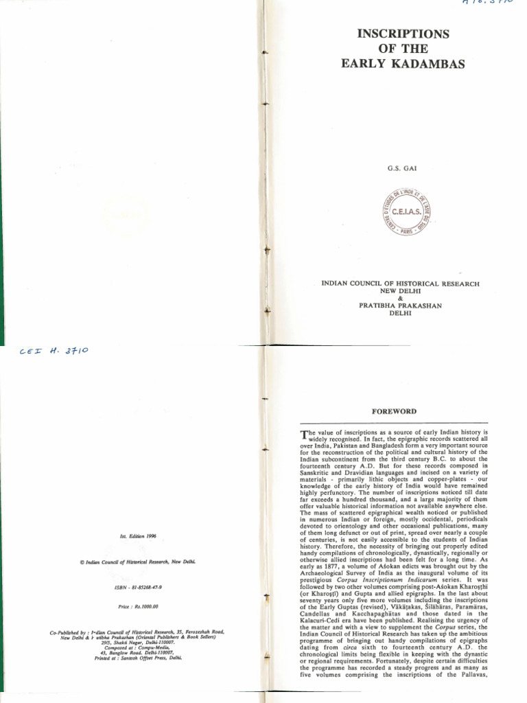 Inscriptions of TH Eearly Kadamba, Gai 1996 | PDF | Archaeology ...