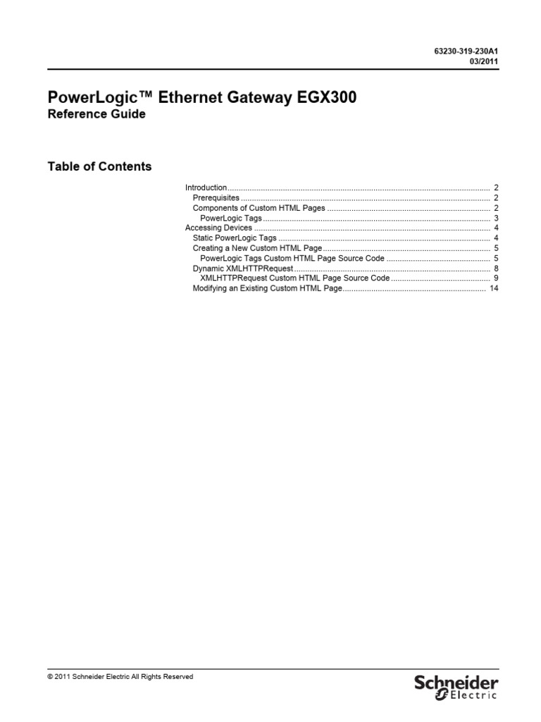 Powerlogic™ Ethernet Gateway Egx300: Reference Guide | PDF | World Wide ...