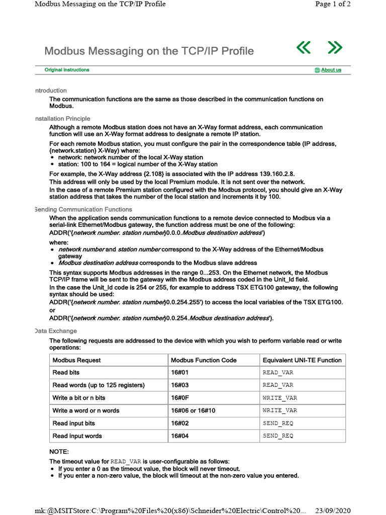 Modbus Messaging On The TCP-IP Profile | PDF | Computer Network ... Modbus Messaging On The TCP-IP Profile | PDF | Computer Network ...