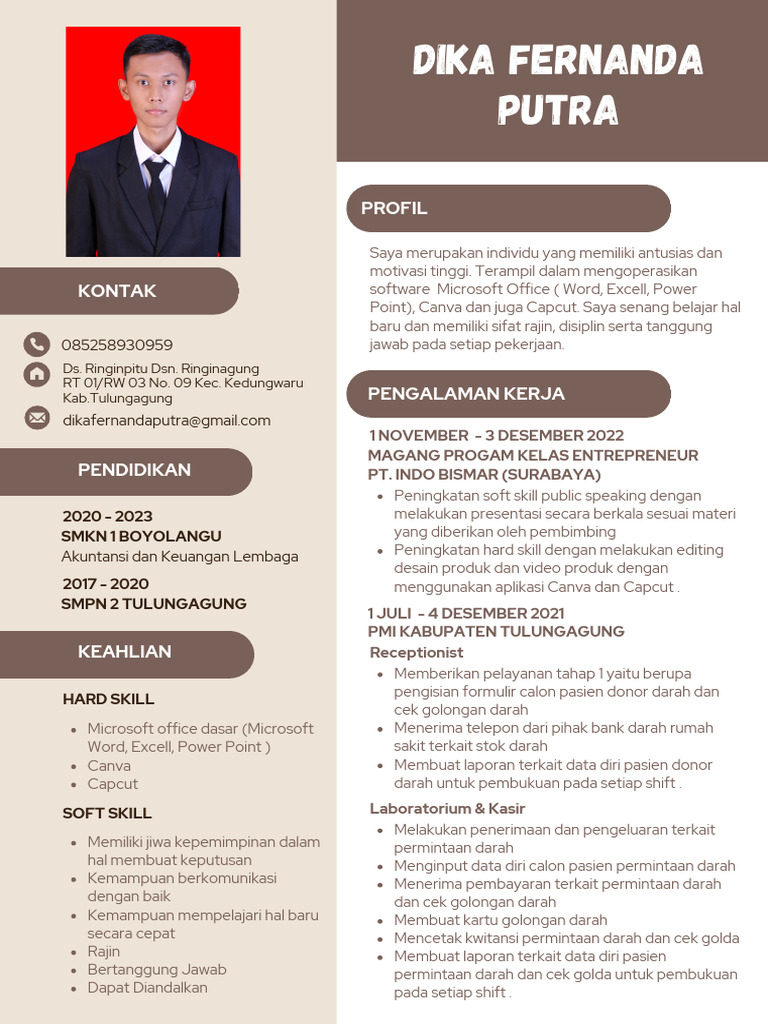 CV Kreatif Pas Foto | PDF
