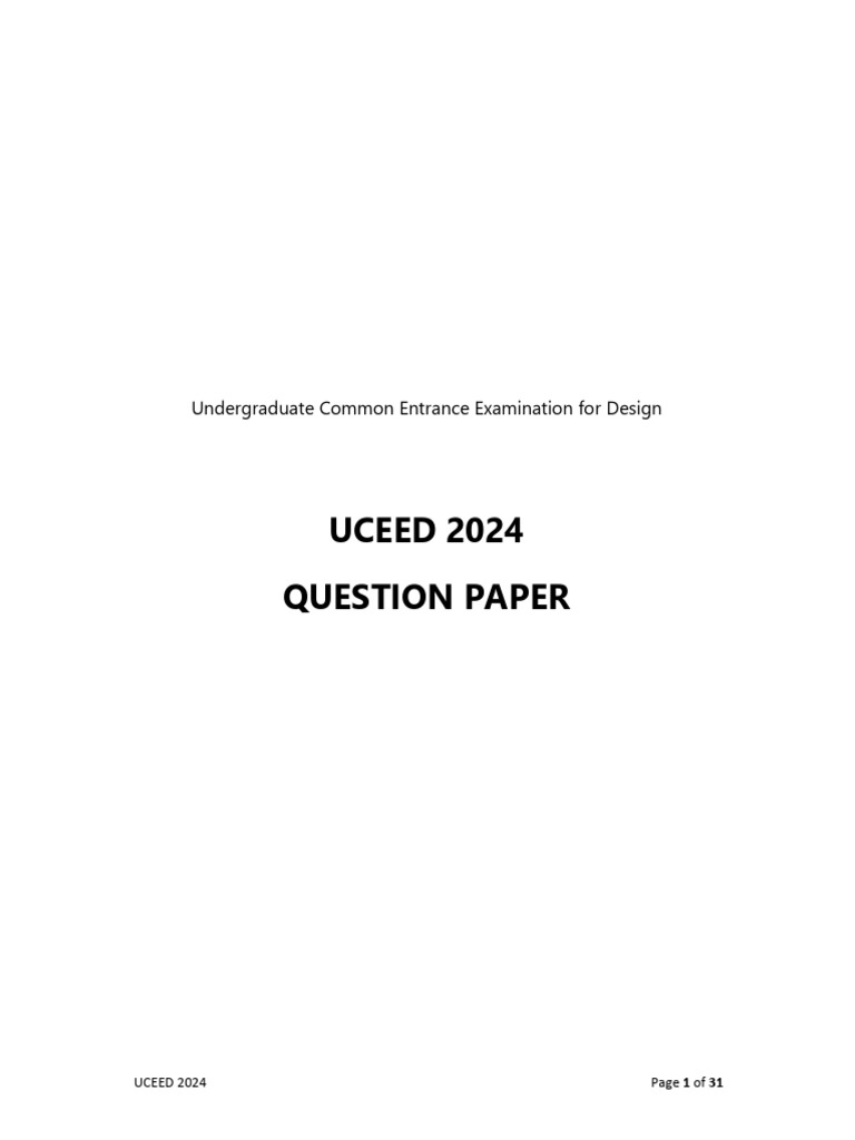 UCEED 2024 Question Paper Overview | PDF