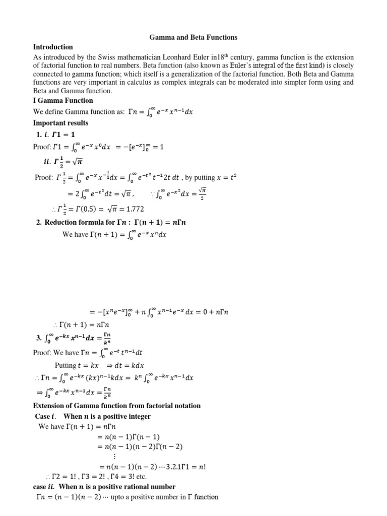 Beta Gamma Functions | PDF | Function (Mathematics) | Combinatorics