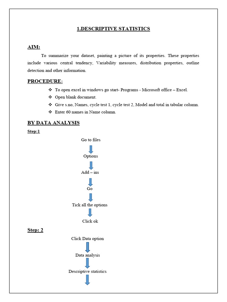 Descriptive Statistics | PDF | P Value | Student's T Test