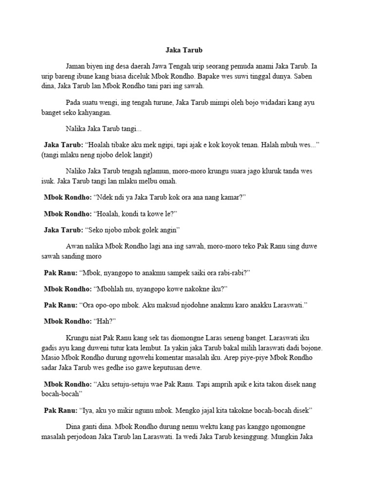 Naskah Jaka Tarub | PDF | Griya & Taman | Puisi