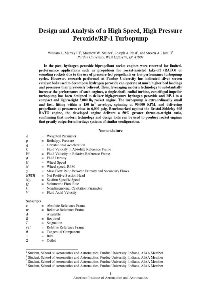 2014 07 Murray Steiner Neal Hunt High Speed High Pressure Turbopump ...