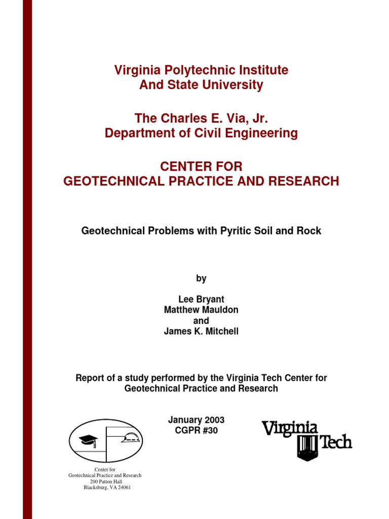 CGPR 30 Geotechnical Problems With Pyritic Rock and Soil | PDF | Gypsum | Minerals