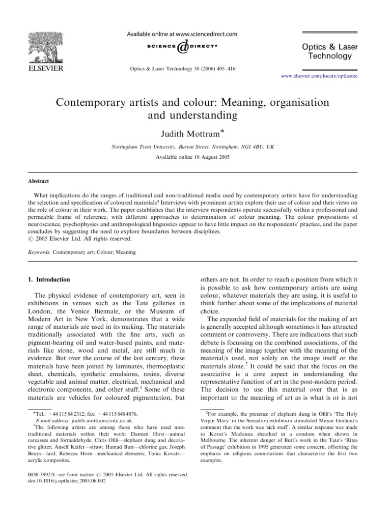 Contemporary Artists and Colour Meaning | PDF | Color | Knowledge
