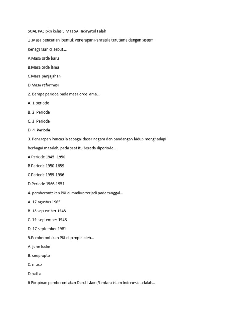 PAS PKN Kelas 9 | PDF | Ilmu Sosial