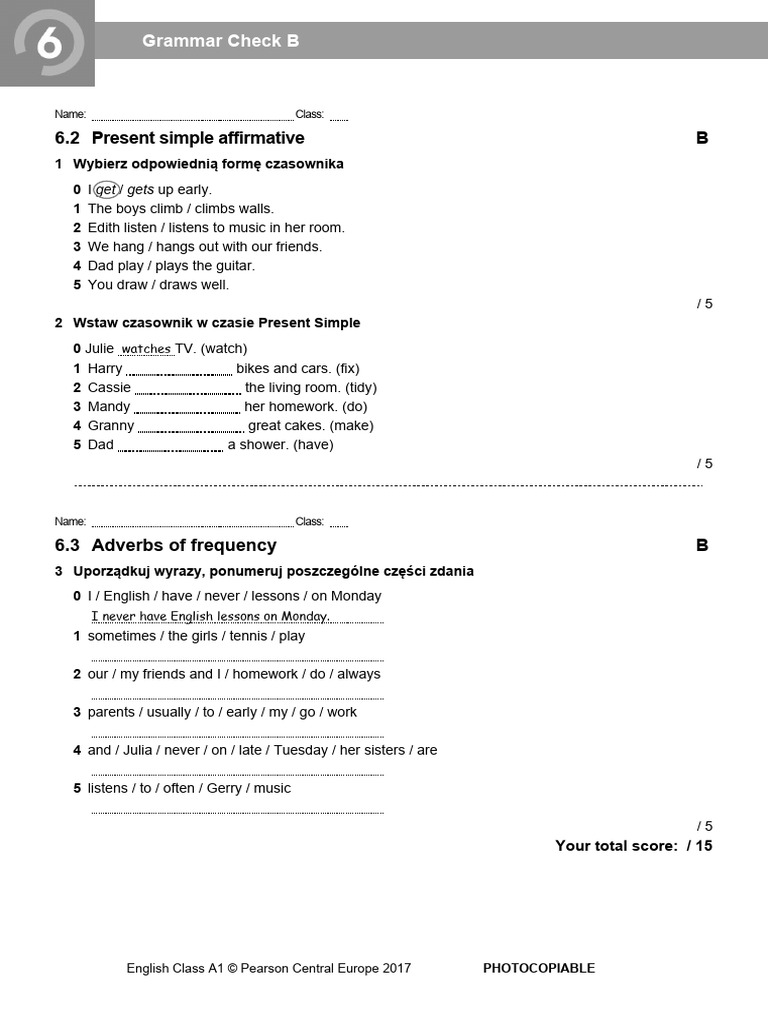 Grammar Check 6B | PDF