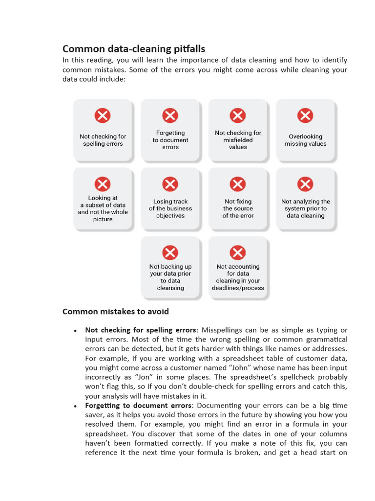 Common Data-Cleaning Pitfalls | PDF | Data | Spreadsheet