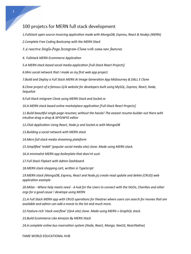 100 Projetcs For Mern Full Stack Development Pdf Spotify Web