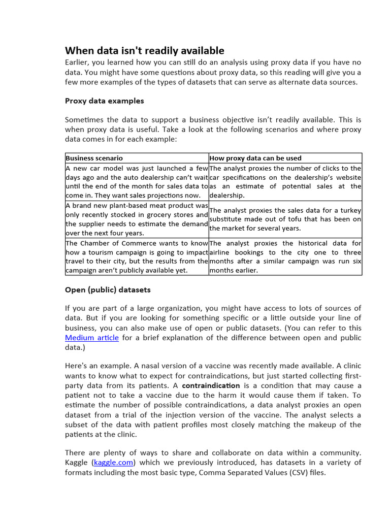 When Data Isn't Readily Available | PDF | Comma Separated Values | Data