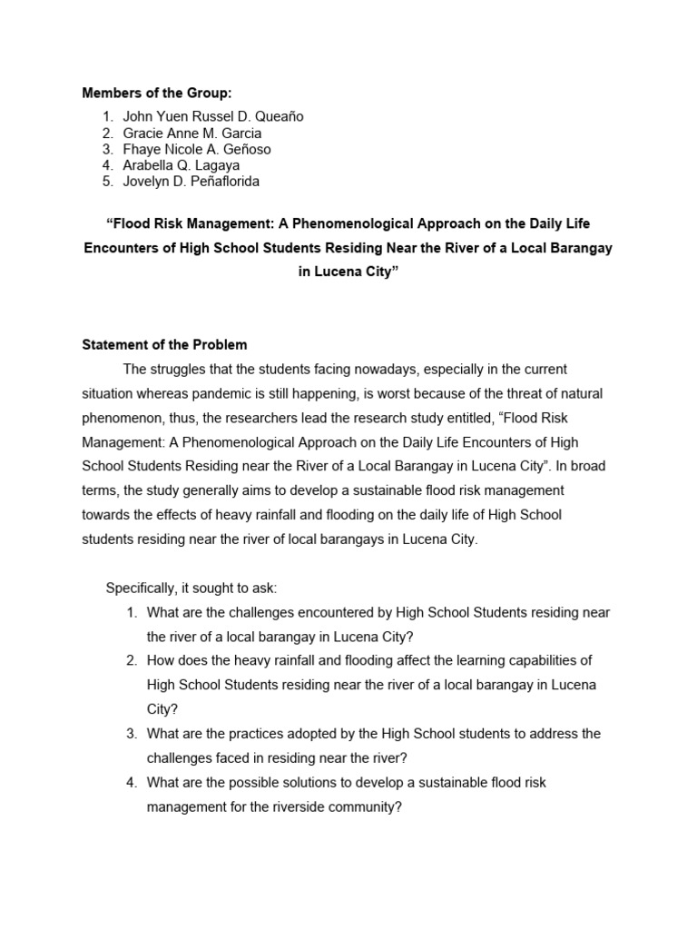 Flood Risk Management. (Sop and RRL) | PDF | Flood | Hazards
