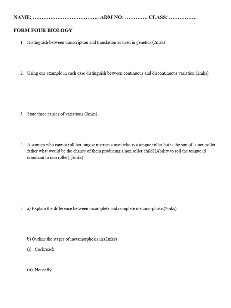 2021 T2 Biology F4 1 | PDF | Genotype | Haemophilia