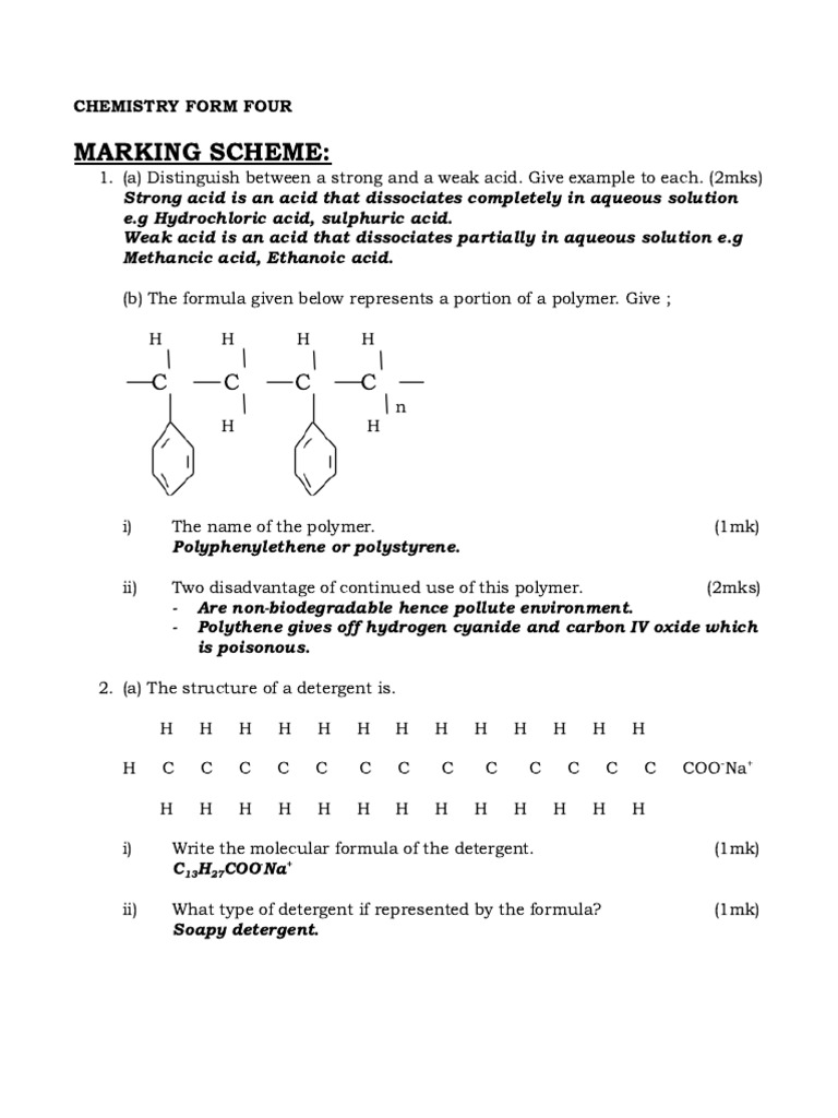 2021 T2 CHEMISTRY F4 Cat Marking Scheme 1 | PDF | Solubility | Acid