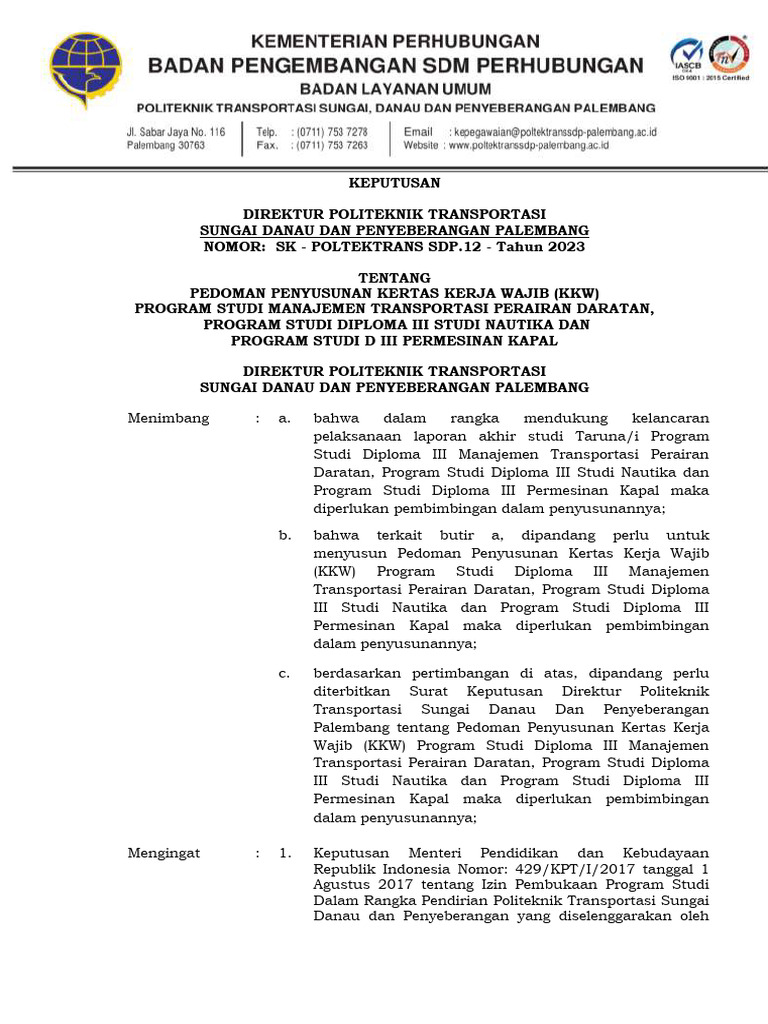 Pedoman Penyusunan KKW 2023 | PDF