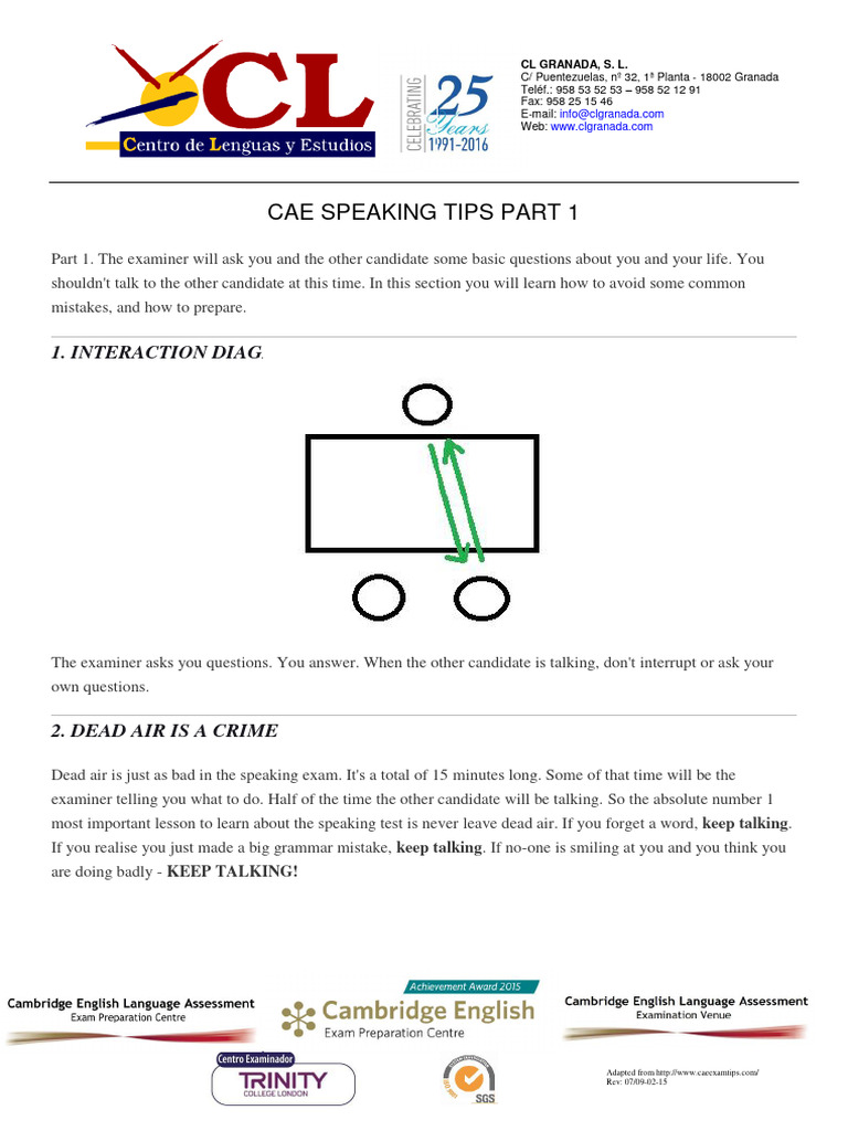 Cae Speaking Tips Part 1 | Download Free PDF | Human Communication