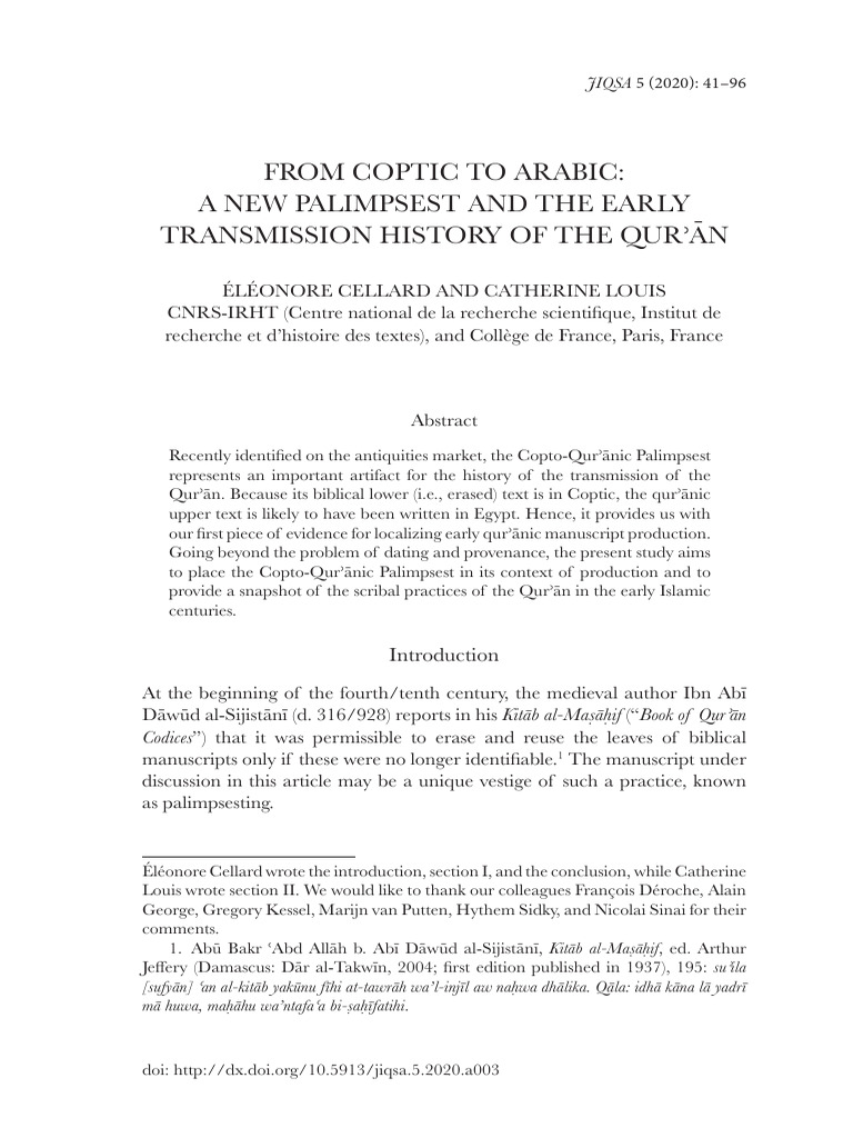 Cellard - Louis Copto-Qur'an JIQSA5 | PDF | Quran | Islam