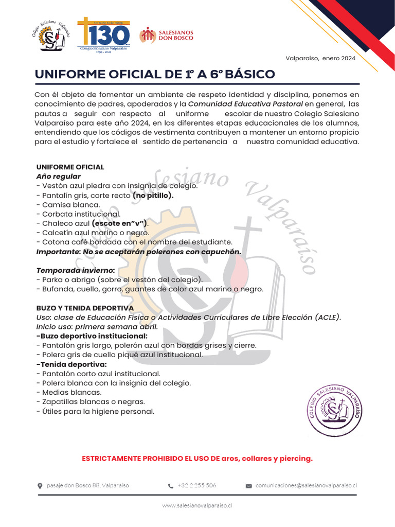 Uniforme 1basico A 4 Medio 2024 | PDF | Ropa | Softlines (venta minorista)