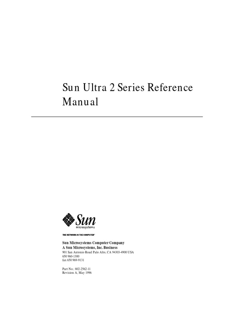 Sun Ultra 2 Series Reference Manual 802-2562-11 | PDF | Command Line ...