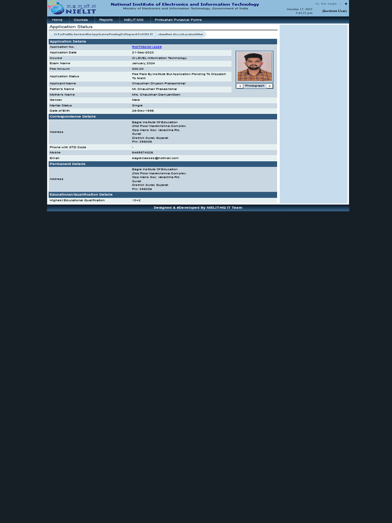 Online Student Information and Enrollment System, NIELIT | PDF | Telecommunications | Computing
