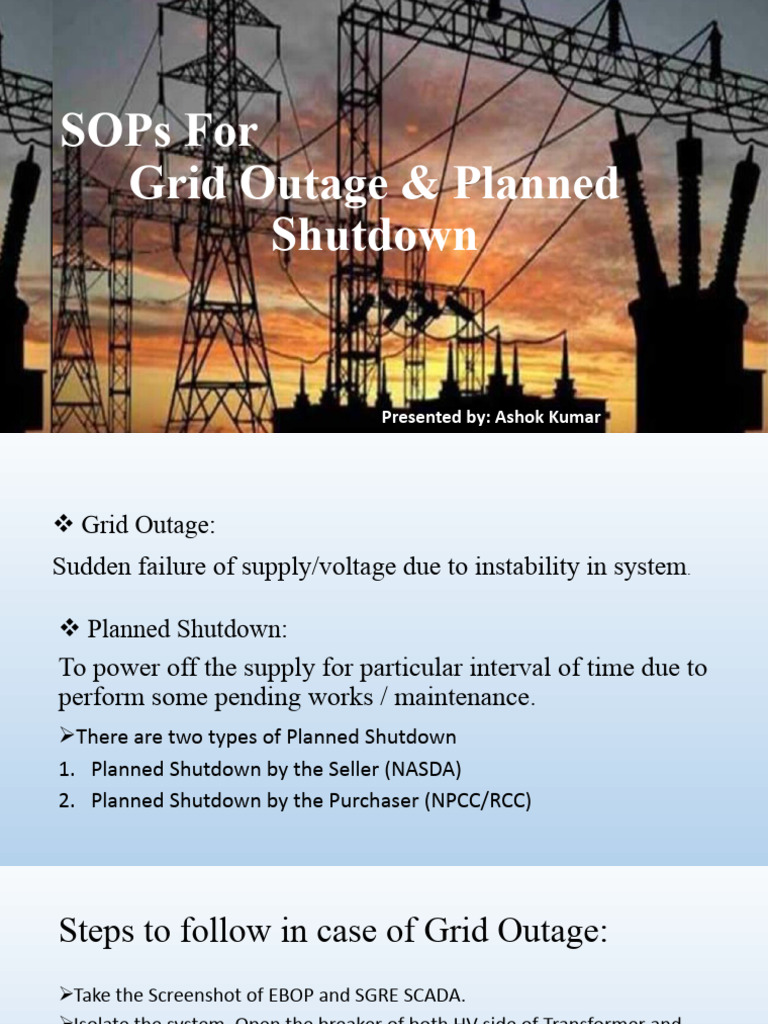 SOP For Grid Outage | PDF | Electrical Grid | Transformer