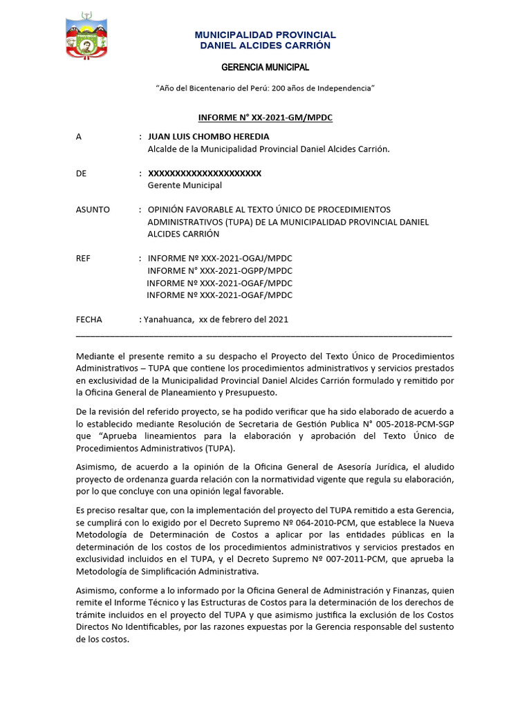 Opinión Favorable sobre TUPA MP Daniel Alcides Carrión | PDF | Gobierno ...