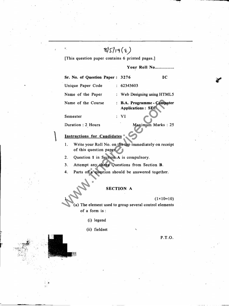Web Designing Using HTML-5 Sem6 BA Prog Computer Application 2019 | PDF
