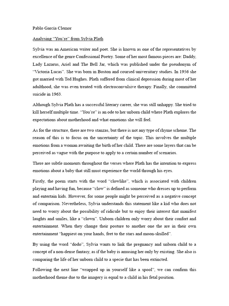 Analysis You'Re - Sylvia Plath | PDF | Sylvia Plath | Poetry