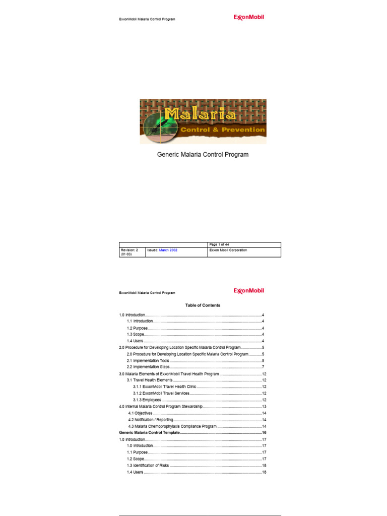 GHI Malaria ExxonMobil AppendixA | PDF | Malaria | Exxon Mobil