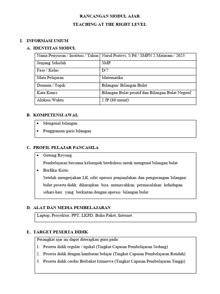 MODUL AJAR CULTURALLY RESPONSIVE TEACHIN (TaRL) | PDF | Karier & Perkembangan | Seni