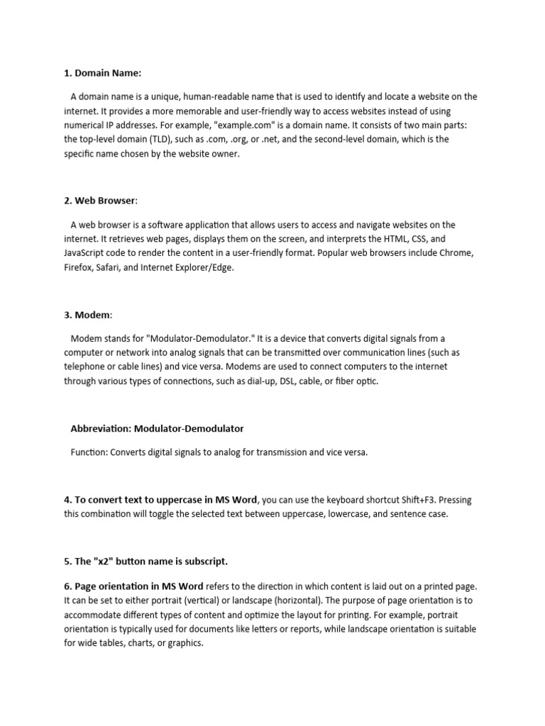 Computer Application Subject, Questions Answers | PDF | Computer ...