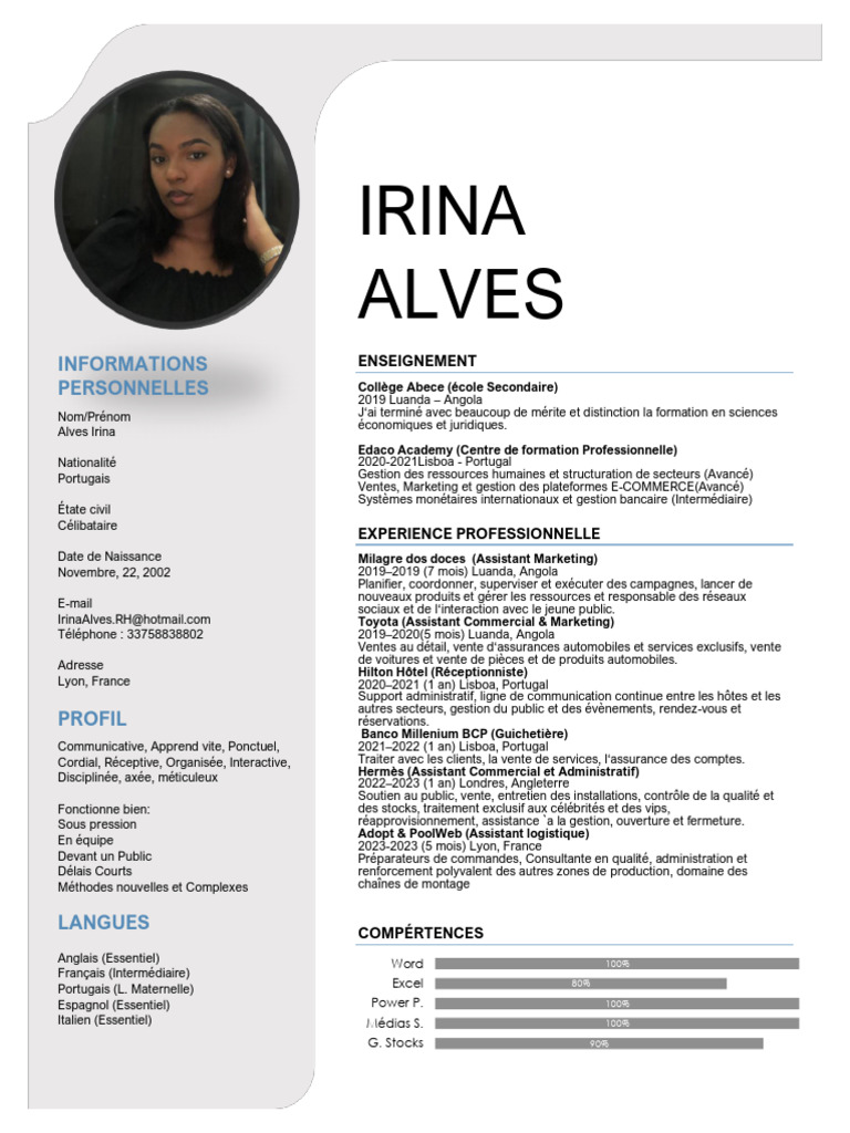 CV-Irina Actualizado 2023 | PDF | Banques | France