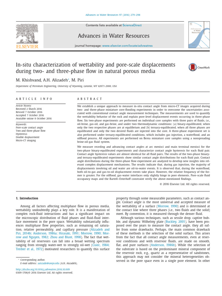 In-Situ Characterization of Wettability and Pore-Scale Displacements During Two - and Three ...