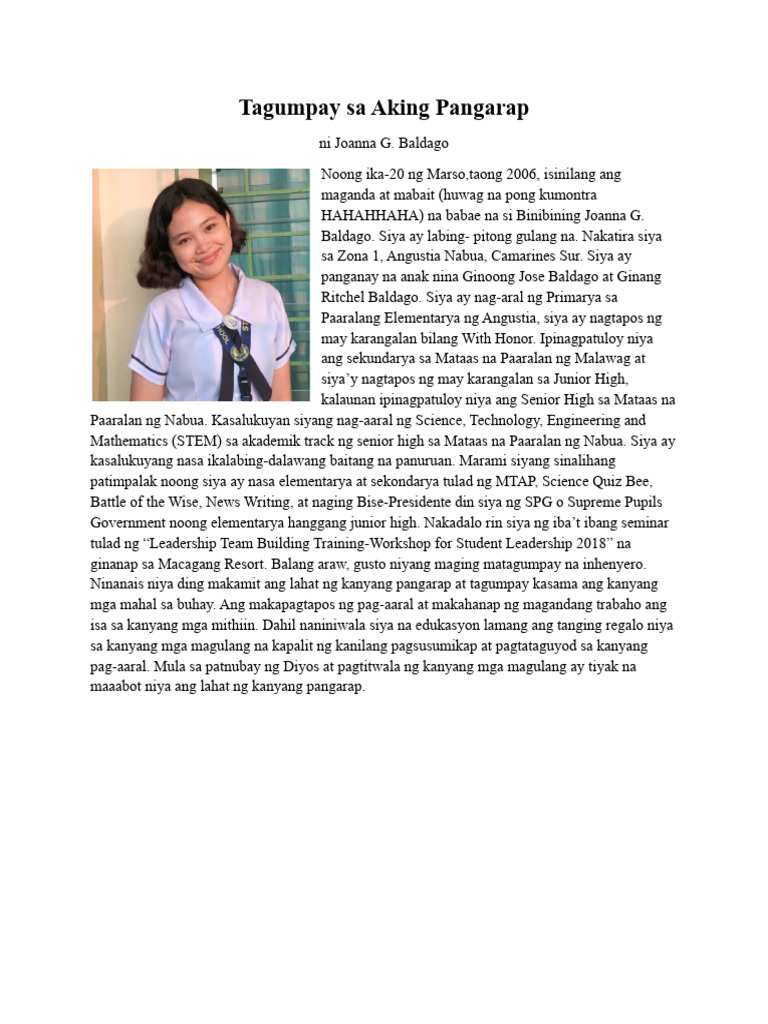 Tagumpay Sa Aking Pangarap | PDF