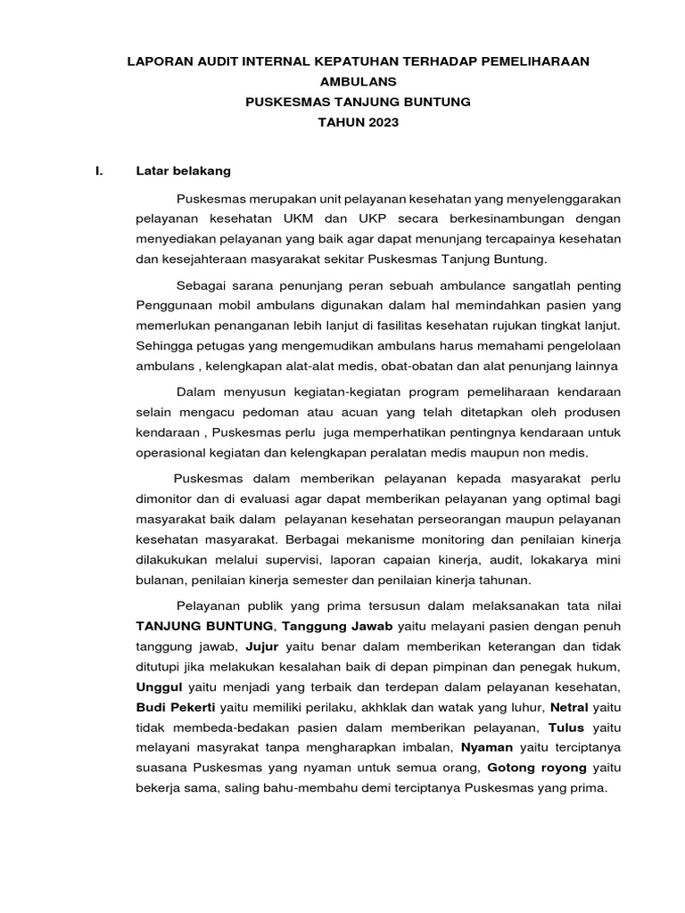 Laporan Audit Untuk Auditee | PDF | Bisnis | Kesehatan Holistik
