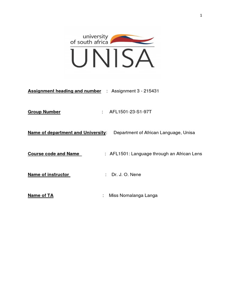 AFL1501 Assignment 3 | PDF